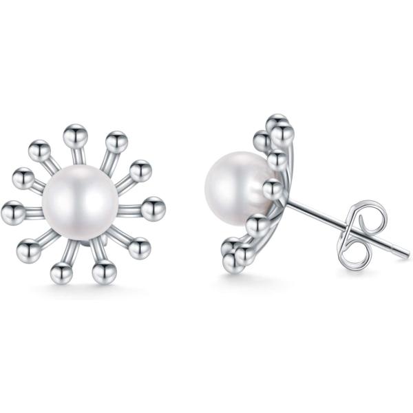 商品名Zoeniya タンポポピアス 925スターリングシルバー フラワーペンダントイヤリング 5-6mm 厳選ホワイト淡水養殖真珠 ダングルドロップジュエリー 女性やティーンの女の子の誕生日プレゼントにZoeniya Dandelion ...