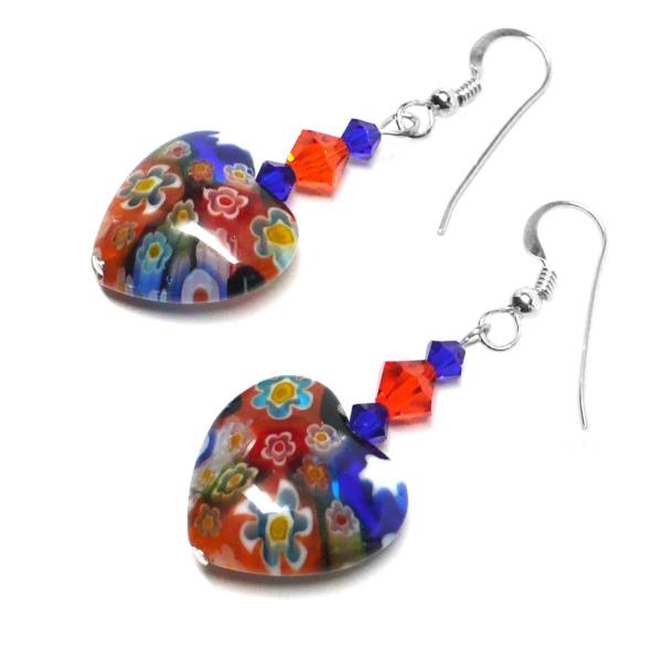 商品名Millifiore 16mm Glass Heart OOAK Earrings Crystal Sterling Silver Orange Cobaltブランド：Meredithbead商品サイズ：重量：0 g商品番号：色：mu...