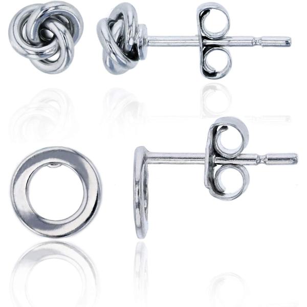 商品名Sterling Silver Rhodium 5mm Knot &amp; 6mm Open Circle Studs Setブランド：DECADENCE商品サイズ：高さ：2.5 cm横幅：7.6 cm奥行：7.6 cm重量：136...