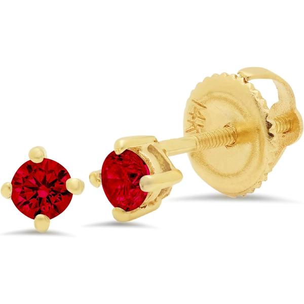 商品名0.50 ct Round Cut Solitaire Natural Deep Pomegranate Dark Red Garnet Designer Stud Earrings Solid 14k Yellow Gold Scr...