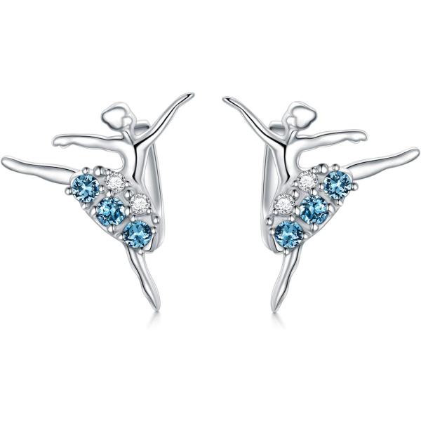 商品名バレリーナ フープピアス 女の子用 スターリングシルバー ダンサージュエリー 人工誕生石クリスタル バレエテーマ ダンサーギフト ガールズ ティーン レディースBallerina Hoop Earrings for Girls Ste...
