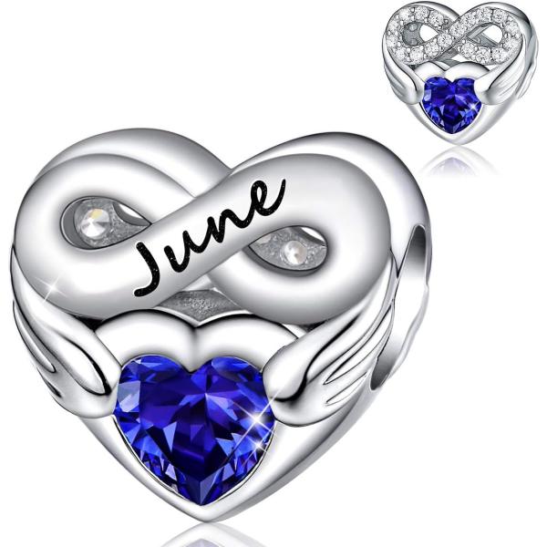 商品名FOREVER QUEEN 誕生石チャーム チャームブレスレット用 - 925スターリングシルバー ラブハートビーズ 無限のラブチャーム ブレスレットとネックレス用ハッピーバースデーチャーム, スターリングシルバー スターリングシルバ...