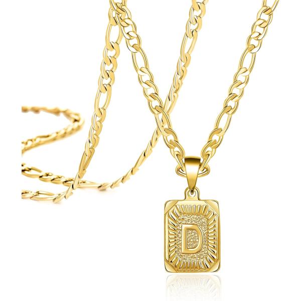 商品名Joycuff 18Kゴールド イニシャルネックレス レディース メンズ ティーン ガールズ ベストフレンド ファッション トレンディ フィガロチェーン スクエア文字 ステンレススチール ペンダントネックレス パーソナライズ アルファ...