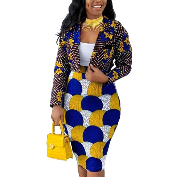 商品名:  nuoshang Women's 2 Pieces Set African Printed Short Blazer and Pencil Skirts Work Office Suits (XL)ブランド: nuoshang商...