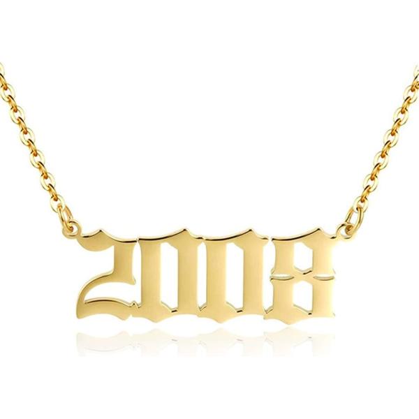 商品名誕生年ネックレス 2008 ゴールド パーソナライズ ステンレススチール ナンバー ペンダント ネックレス メンズ レディース 誕生日Birth Year Necklace 2008 Gold Personalized Stainle...