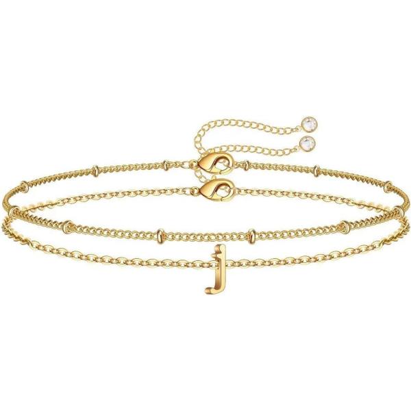 商品名Memorjew イニシャルブレスレット レディース 14Kゴールドフィルド レイヤードイニシャルブレスレット レディース ガールズ ジュエリーギフトGold Initial Bracelets for Women Girls, Da...