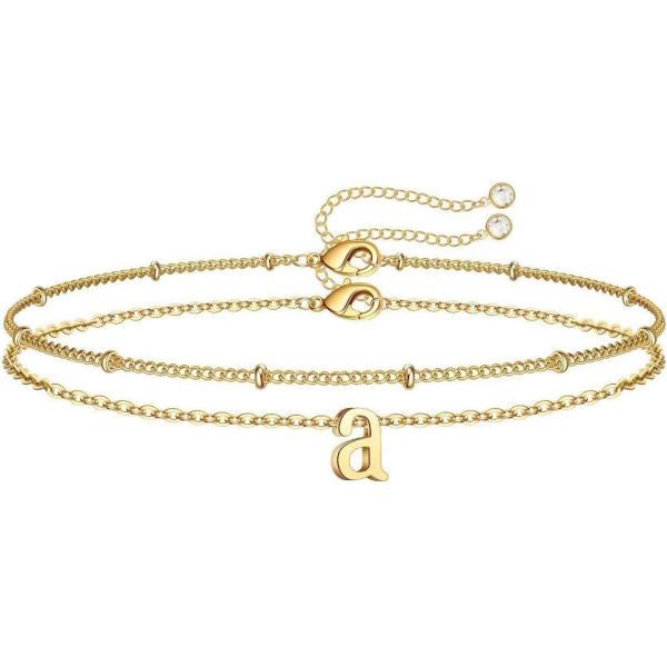 商品名Memorjew イニシャルブレスレット レディース 14Kゴールドフィルド レイヤードイニシャルブレスレット レディース ガールズ ジュエリーギフトInitial Bracelets for Women Girls, Dainty ...