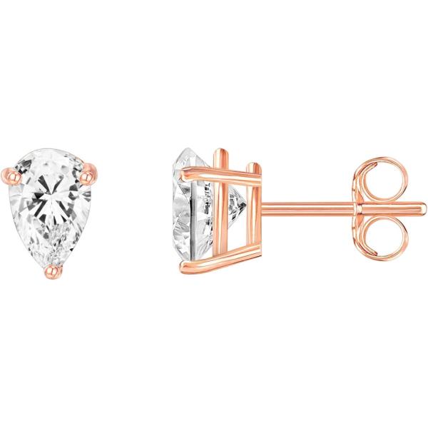商品名20C-E09-6x8-R。14K Rose Gold Plated Sterling Silver Cubic Zirconia Stud Earrings for Women Pear 6x8mmブランド：PAVOI商品サイズ：R...
