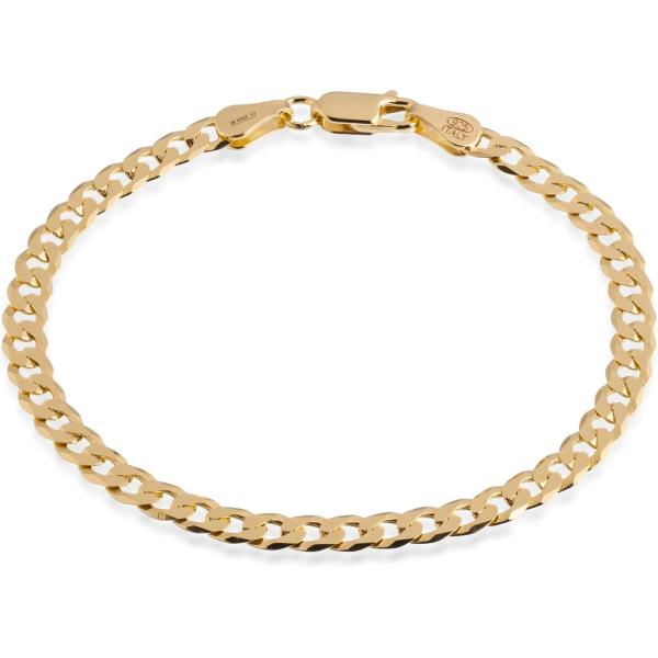 商品名Quadri   キューバリンクチェーン ゴールドメッキ 925スターリングシルバー イタリア製   レディース メンズ ボーイズ ガールズ ブレスレット   7~9インチ   5 mm ダイヤモンドカット   ギフトボックス付き メ...