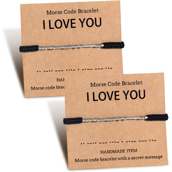商品名Shonyin Morse Code ブレスレット レディース マッチング 調節可能なブレスレット 面白いホワイトエレファント ユニークなジュエリーギフト 女性 女の子 男性 男の子, 10 inches, 金属, アゲートShony...