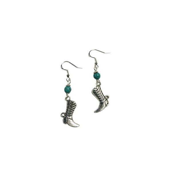 商品名Western Cowboy Boot Earrings with Turquoise accent beads, on Sterling Silver Earwiresブランド：Ann Peden Jewelry商品サイズ：高さ：1...