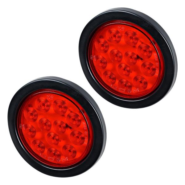 商品名:  AMOPA 1 Pair of 4 inch Round 12-LED RED Light Lens Stop Brake Rear Tail Light with Grommet Plug Kit Compatible wit...