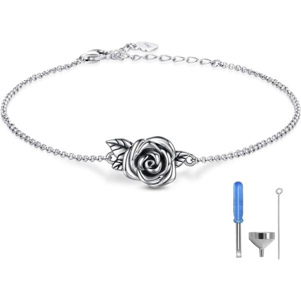 商品名MANBU 遺灰用遺灰用遺灰入れジュエリー - 925スターリングシルバー メモリアル記念品リング ブレスレットネックレス 女性へのギフト 死別ギフト 愛する人を失くすための死別ギフトMANBU Rose Cremation Urn ...