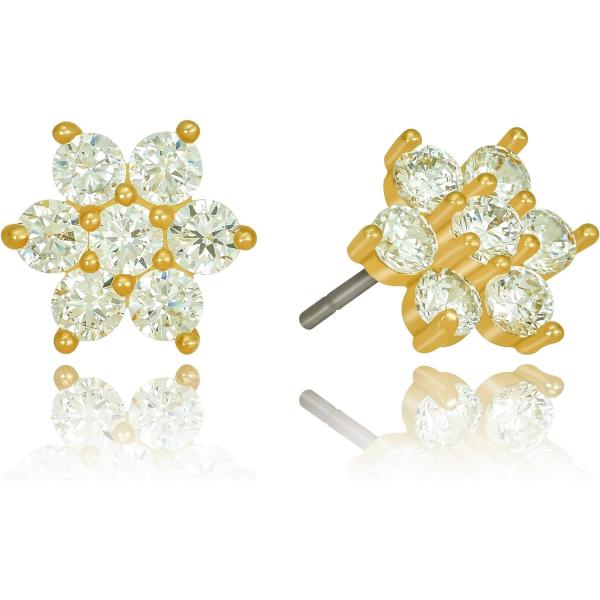 商品名Lifetime Jewelry キュービックジルコニア 9mm フラワースタッドイヤリング 24k 本物の金メッキLIFETIME JEWELRY Cubic Zirconia 9mm Flower Stud Earrings 24...