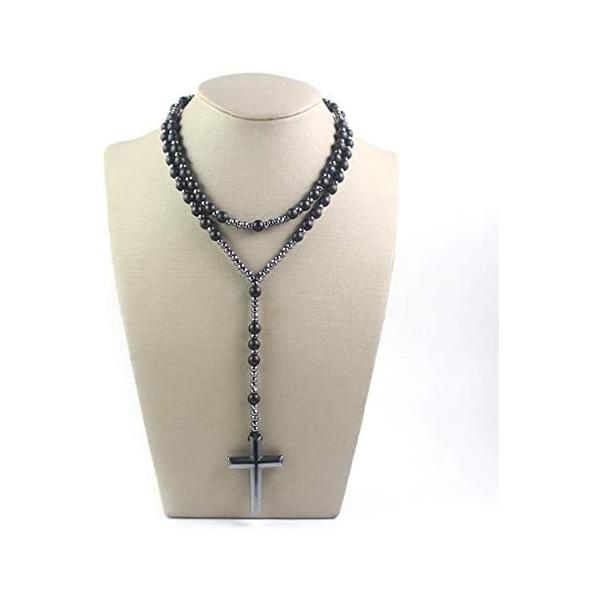 商品名MRC ロザリオビーズ ブラックヘマタイト メンズ/レディース/ティーン用 美しく絶妙なクロスビーズ カトリック教徒や宗教に ギフトに最適 ルートチャクラのバランスを取る*MRC* Rosary Beads Black Hematit...