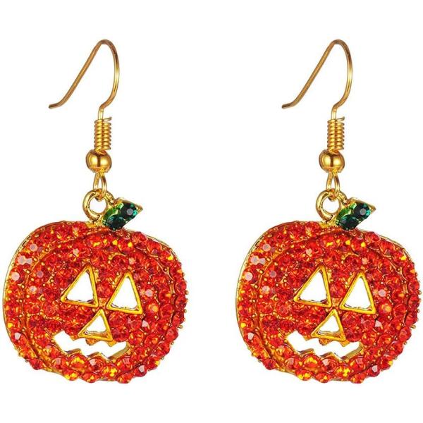 商品名shiYsRL Earrings Stud Crystal Pearl Earring Set, Women Cubic Zirconia Inlaid Pumpkin Dangle Hook Earrings Halloween J...