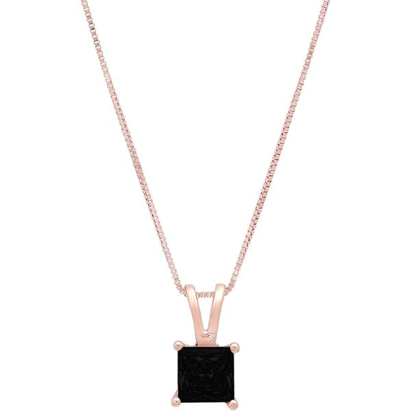 商品名2.95ct Brilliant Princess Cut Flawless Genuine Natural Black Onyx Gem Ideal VVS1 Solitaire Designer Pendant Necklace ...