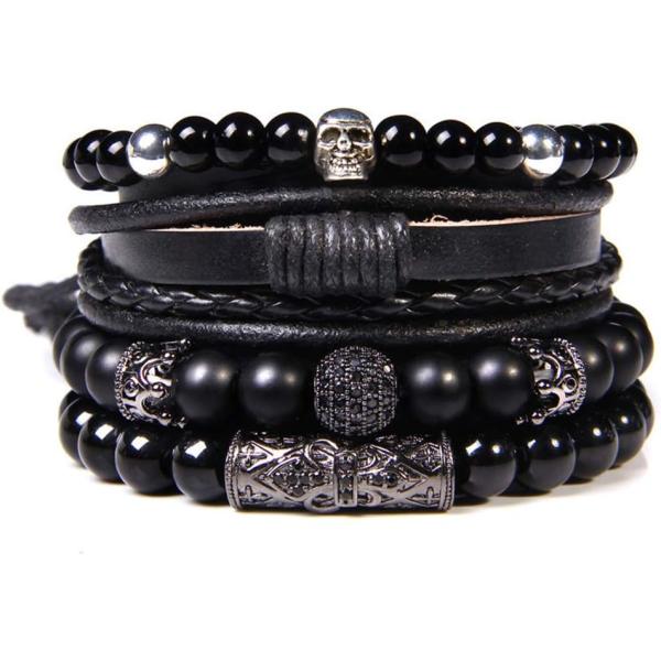 商品名CASDAN レザー編みブレスレット 4~5個 メンズ レディース ラップカフブレスレット リネン麻コード 木製ビーズ エスニック トライバル リストバンド 調節可能, 8.5 inches, レザー, 適用なしCASDAN 4-5 ...