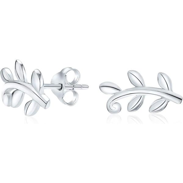 商品名「繊細で小さなボヘミアン風の磨きがかかったつるの葉の自然なスタッドピアス、女性やティーン向けの西洋のジュエリー。.925スターリングシルバー製」Delicate Small Bohemian Polished Vine Laurel ...