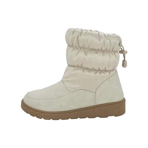 商品名SODA スタイル スノー フェイクファー 裏地 マイクロスエード ソフト ナイロン 足首 ファッション ブーティー 調節可能な伸縮トグル付き US サイズ: 6 カラー: ベージュSoda Style Snow - Faux Fur...