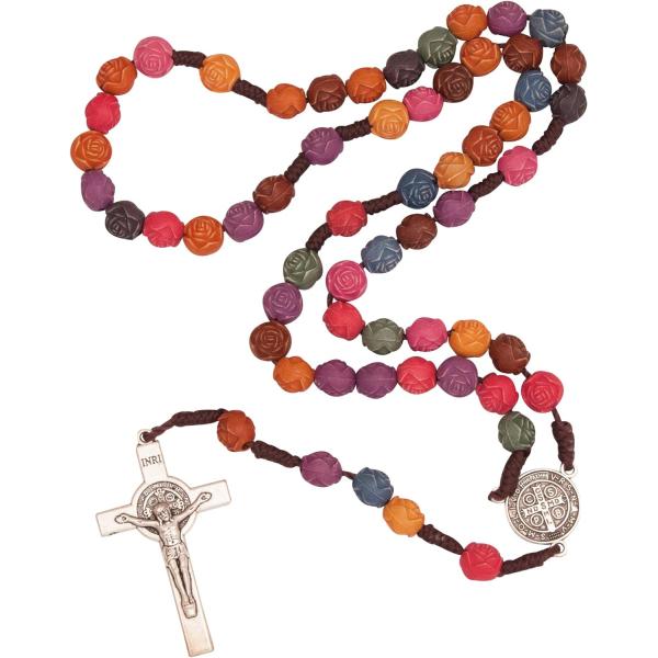 商品名TerraSantaStore Catholic Multicolored Rosary Prayer Beaded Jerusalem Cross Crucifix Christ Jesus Necklace Decor with ...