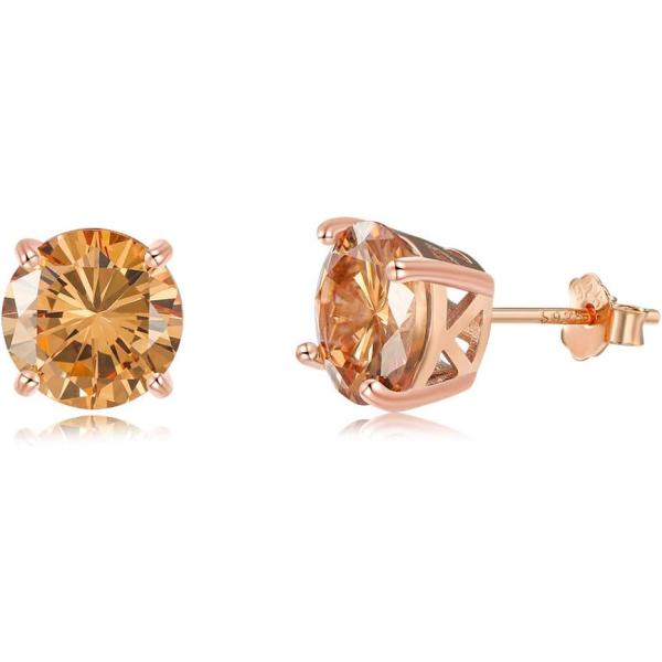 商品名Bamos ローズゴールドスタッドイヤリング 925スターリングシルバー スタッドピアス ローズゴールド キュービックジルコニア スタッドイヤリング レディース ガールズBamos Rose Gold Stud Earrings, 9...