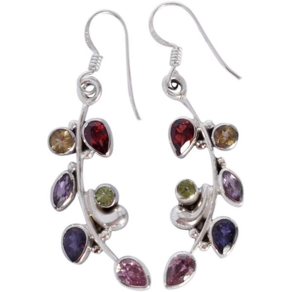 商品名Ravishing Impressions Multi Gemstone Bezel-set Gemstone 925 Sterling Silver Eternity Women's Dangle Earringブランド：Ravis...