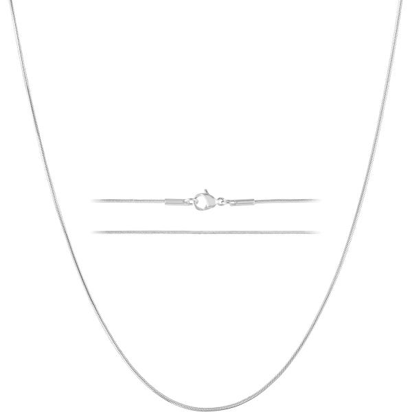商品名KISPER スターリングシルバーオーバーステンレススチール 0.9mm 細いスネークチェーンネックレス 14-30インチ, 金属KISPER Sterling Silver Snake Chain Necklace  Thin, D...