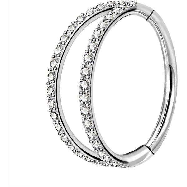 商品名OUFER ダブルローダイヤモンド セプタムピアス ジュエリー 軟骨イヤリング ステンレススチール らせんイヤリング フープ ダイスリング 輝くクリアキュービックジルコニアOUFER Lip Rings,16G Lip Piercin...