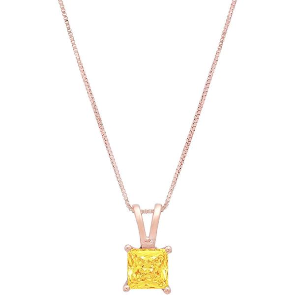 商品名Clara Pucci 1.50 ct Brilliant Princess Cut Stunning Genuine Flawless Natural Yellow Citrine Gemstone Solitaire Pendan...