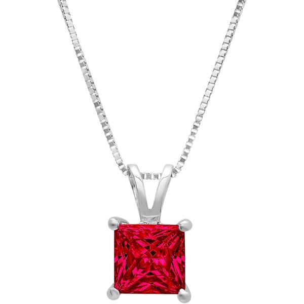 商品名Clara Pucci 2.6 ct Brilliant Princess Cut Stunning Genuine Flawless Simulated Ruby Gemstone Solitaire Pendant Necklac...