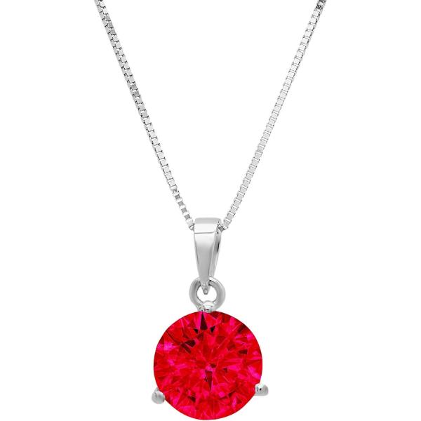 商品名Clara Pucci 2.1 ct Round Cut Stunning Genuine Flawless Simulated Ruby Gemstone 3-prong Martini Style Solitaire Pendan...