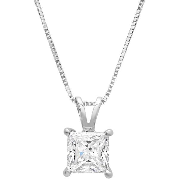 商品名Clara Pucci 3.0 ct Brilliant Princess Cut Stunning Genuine Flawless White Lab Created Sapphire Gemstone Solitaire Pen...