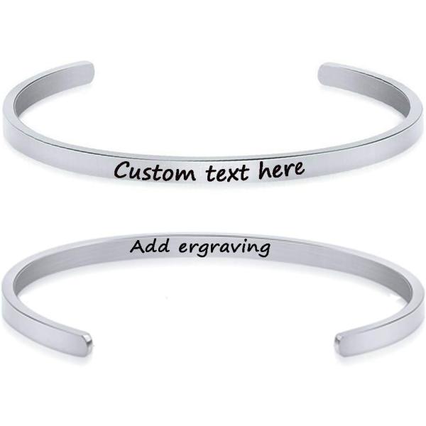 商品名PDTJMTG Personalized Bracelet for Women Sterling Silver Custom Text Bangle (Silver (White gold plated copper))ブランド：PD...