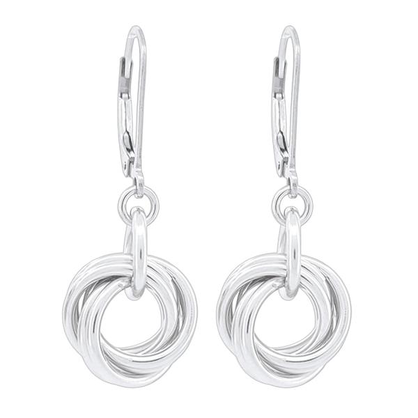 商品名Dainty Dangly Leverback Love Knot Earrings in Argentium Sterling Silver - Simple Circle .925 Sterling Silver Earrings...