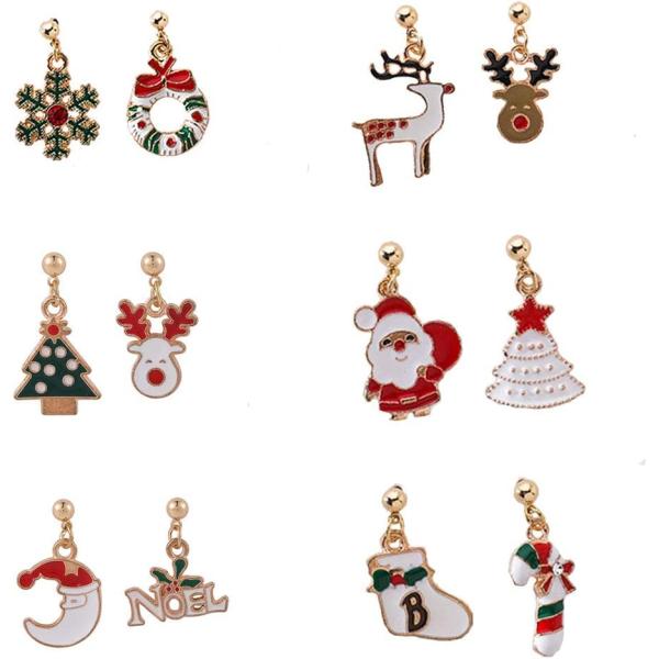 商品名ASHMITA 6 Pairs Christmas Earrings Xmas Stud Earrings Set Elk Santa Claus Earrings Jingle Bell Christmas Tree Sock fo...
