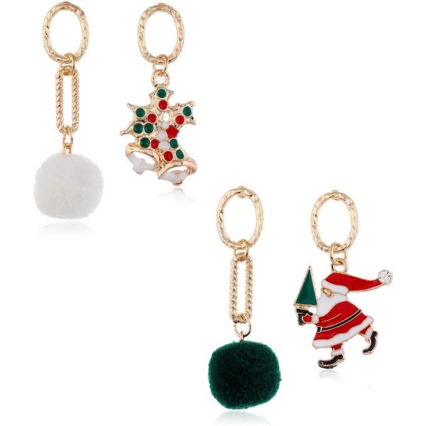 商品名ASHMITA 2 Pairs Christmas Pompom Earrings Set Christmas Bell Earrings Christmas Tree Drop Dangle Earrings Xmas Earrin...