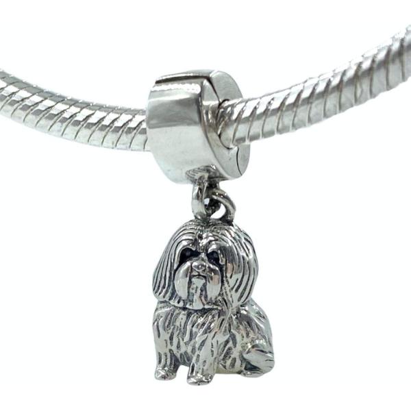 商品名BOLENVI ハバニーズマルタ犬 925スターリングシルバー ダングルペンダント Xチャームビーズ パンドラ&amp;類似のチャームブレスレットまたはネックレス用BOLENVI Havanese Maltese Dog 925 St...