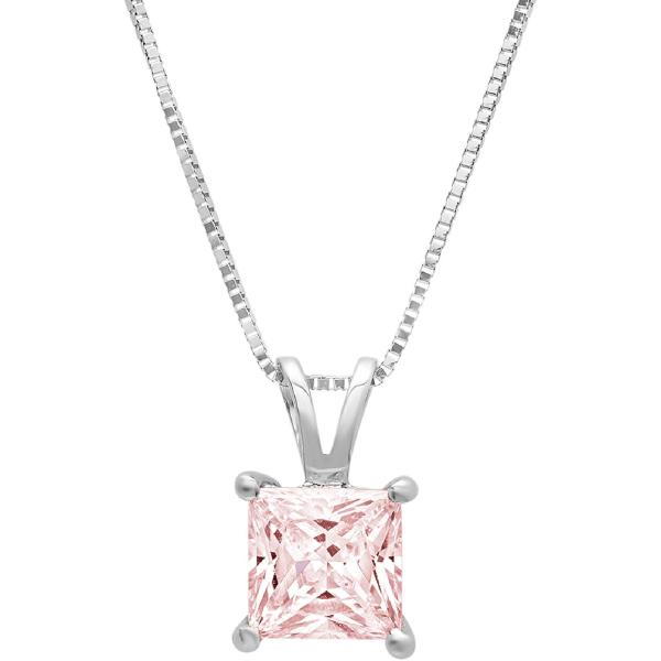 商品名Clara Pucci 2.50 ct Brilliant Princess Cut Stunning Genuine Flawless Pink Simulated Diamond Gemstone Solitaire Pendan...