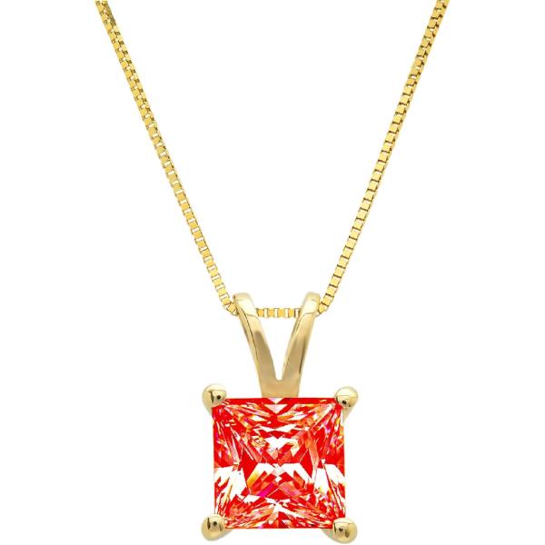 商品名Clara Pucci 2.50 ct Brilliant Princess Cut Stunning Genuine Flawless Red Simulated Diamond Gemstone Solitaire Pendant...