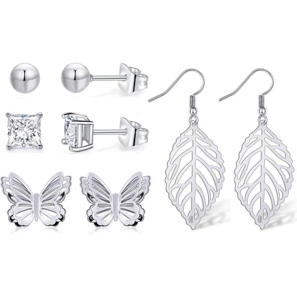 商品名イヤリング 葉っぱ ドロップ ダングル バタフライ スタッド キュービックジルコニア ボール 女性用 低刺激性 18K ホワイトゴールド メッキPack of Earrings Leaves Drop Dangle Butterfly...