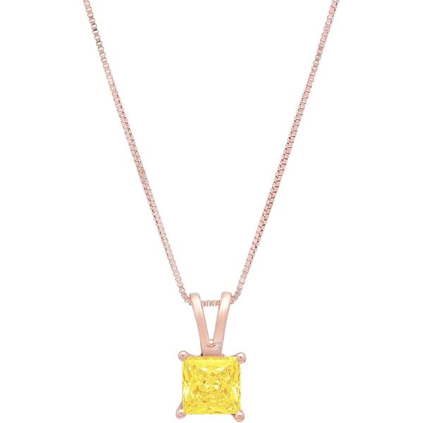 商品名Clara Pucci 1.50 ct Brilliant Princess Cut Stunning Genuine Flawless Yellow Simulated Diamond Gemstone Solitaire Pend...