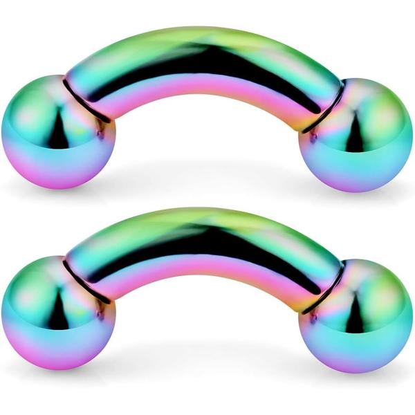 商品名Ftovosyo PAリング 316L サージカルスチール 内部スレッド 湾曲 カーブ バーベル レディース メンズ CRイヤーゲージ イヤリング 2G 4G 6G 8G 12mm/16mm 1ペア カラーレインボーFtovosyo ...