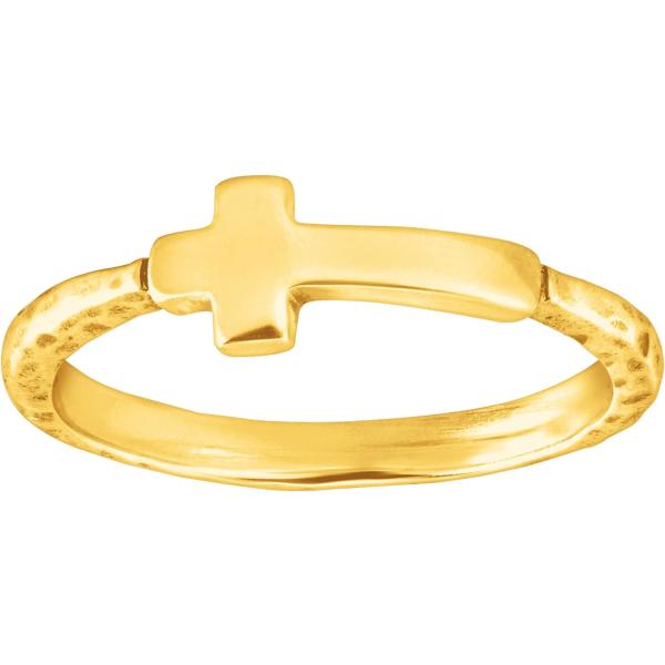 商品名Silpada 'Simplex Cross' Horizontal Cross Textured Ring in Gold-Plated Sterling Silver, Size 8Silpada 'Simplex Cross' ...