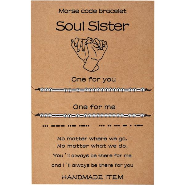 商品名Ldurian Morse Code Bracelets for Soul Sister - Adjustable String Matching Bracelets Beads Aesthetic Jewelryブランド：Lduri...