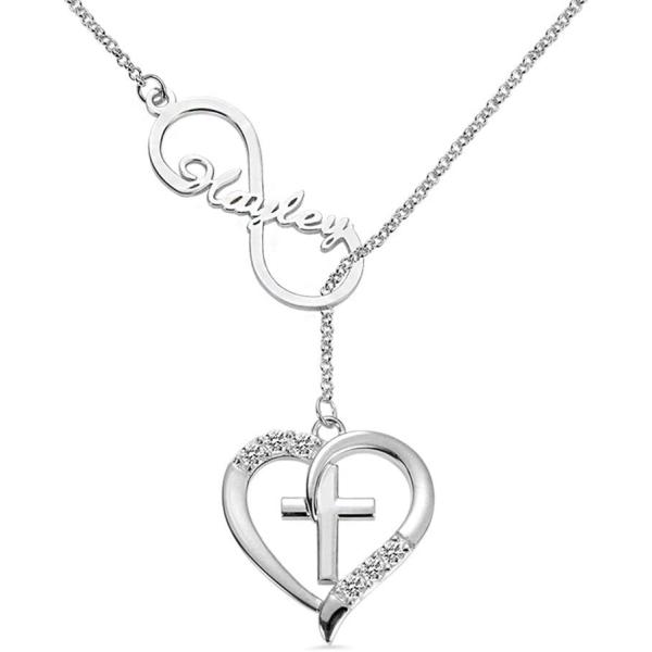 商品名AILIN Personalized Heart Cross Infinity Name Necklace 925 Sterling Silver Custom Engrave and Birthstone Necklaces Bir...