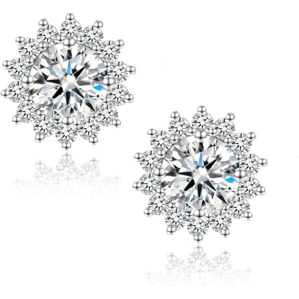 商品名SecreTalk モアッサナイトスタッドイヤリング 1カラット DFカラー 理想的カット 人工ダイヤモンド 18K ホワイトゴールドメッキ レディース 鑑定書付き, クリスタル, モアッサナイトMoissanite Stud Ear...