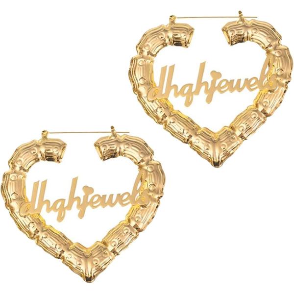 商品名Suxerlry Personalized Heart Bamboo Hoop Earrings Custom Name Hip-Hop Oversized Plated Fashion Jewelry (Gold)ブランド：Suxe...