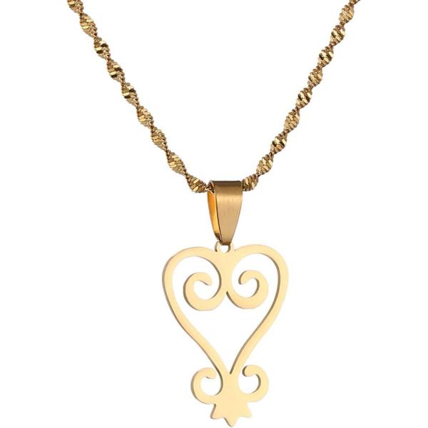 商品名Stainless Steel Trendy African Adinkra Symbol Pendant Necklace SANKOFA Learn From The Past Jewelry (Gold)ブランド：Yongkan...