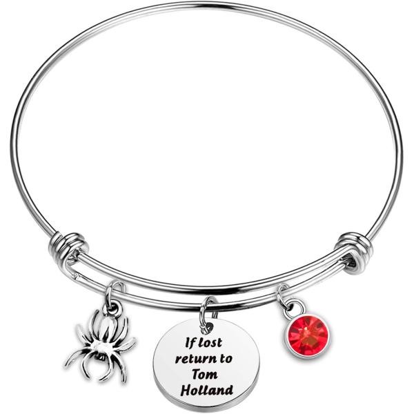 商品名Scwasen インスピレーションを与えるスパイダーブレスレット レディース メンズ If Lost Return to Tom Holland スパイダーマン ファンギフト 女の子 息子 子供向け, 8.5 inches, ステンレ...